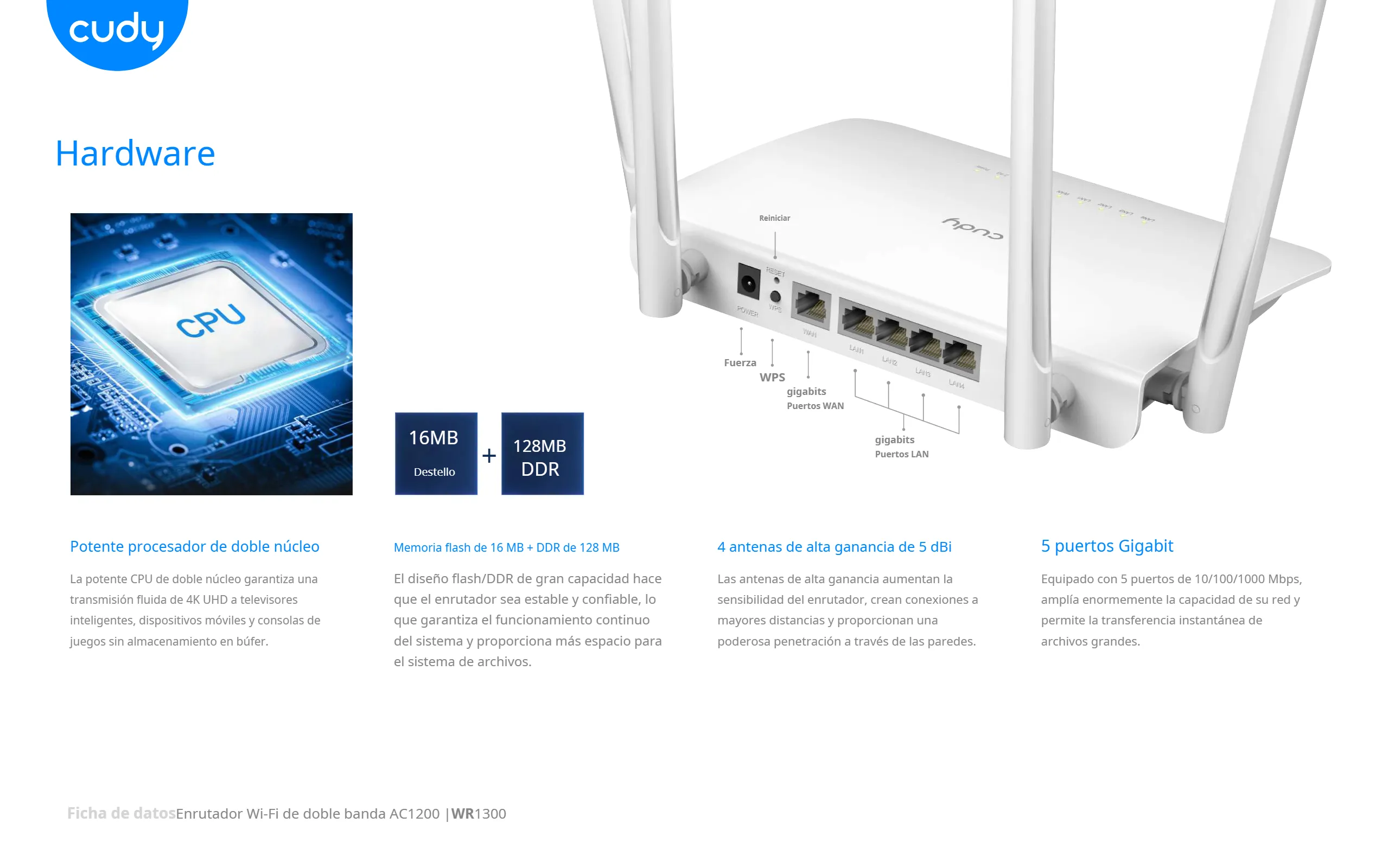 Router Inalámbrico CUDY WR1300 / Doble Banda 2.4GHz, 5GHz / 300Mbps ...